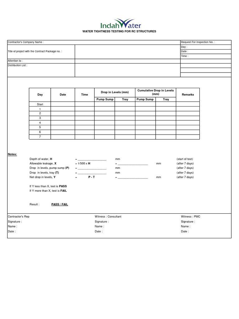 IWK Watertightness Testing RC Structures | PDF