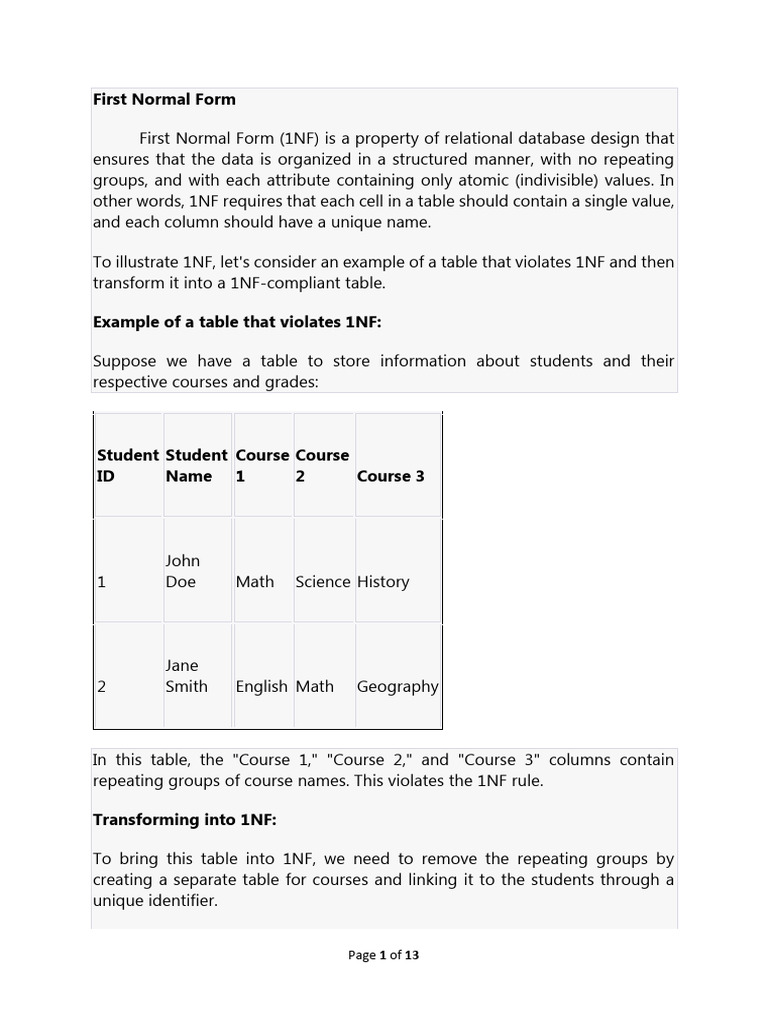 Normal Form - Unit - II | PDF | Databases | Information Retrieval