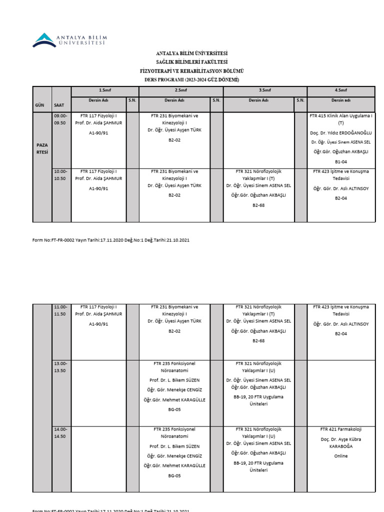 06 10 2023 - Lisans FT-FR-0002 2023-2024 Abu-Sbf FTR Ders Programi | PDF 06 10 2023 - Lisans FT-FR-0002 2023-2024 Abu-Sbf FTR Ders Programi | PDF