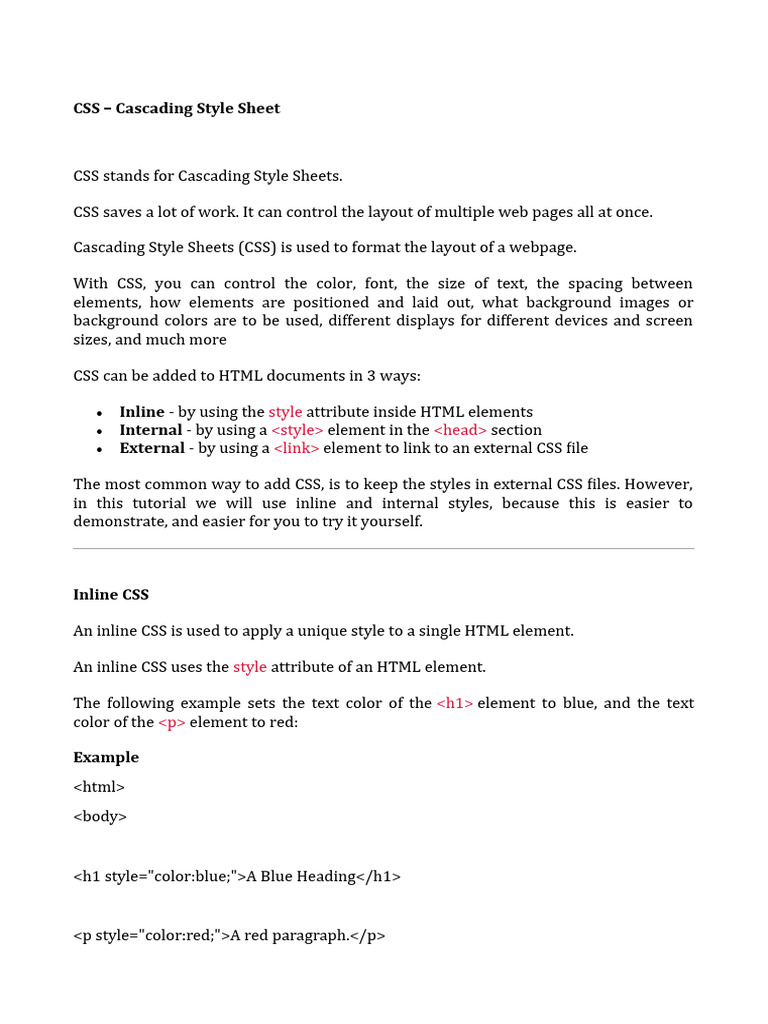 Css Cascading Style Sheet Style Pdf Html Computer File Formats