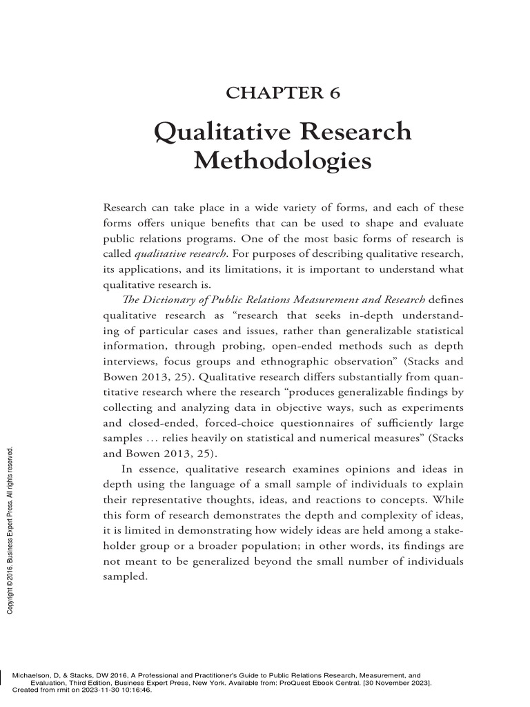 A Professional and Practitioner's Guide To Public ... - (Chapter 6 Qualitative Research ...