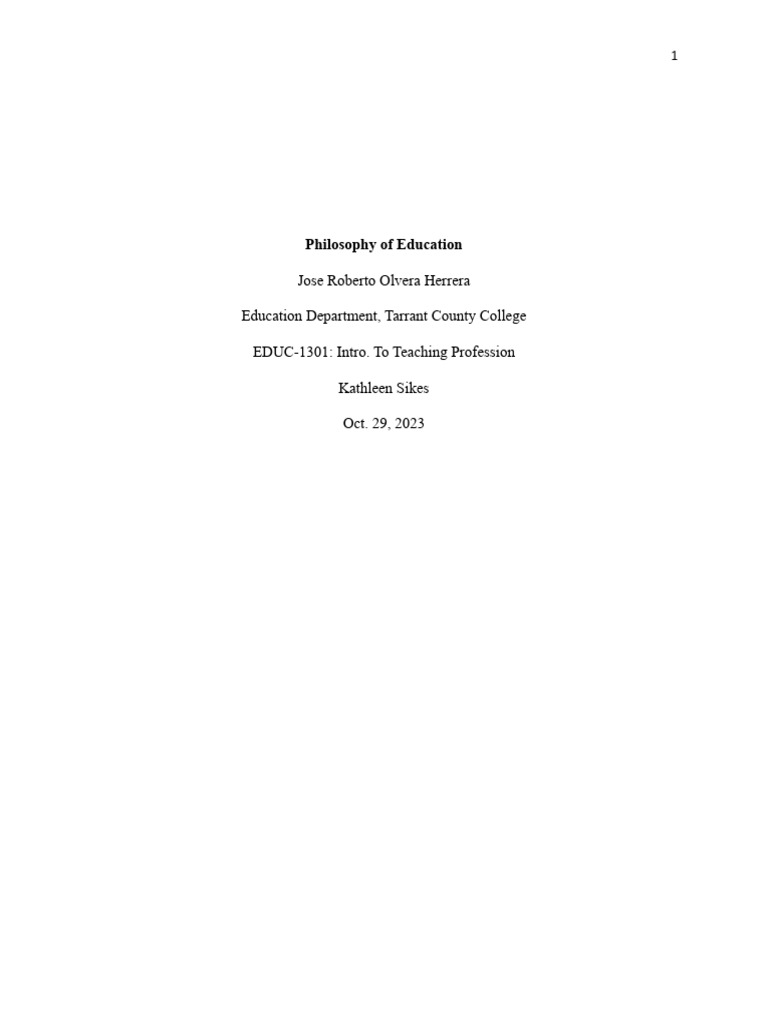 Philosophy of Education | PDF | Philosophy Of Education | Curriculum