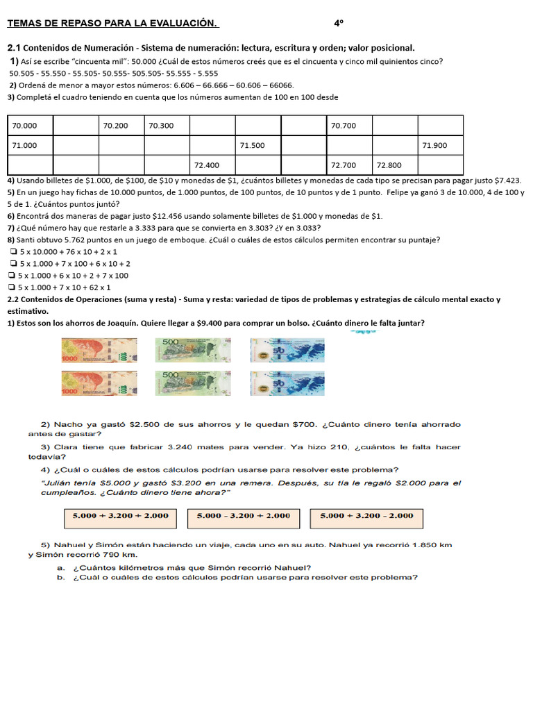 REPASO. Matem.4º | PDF
