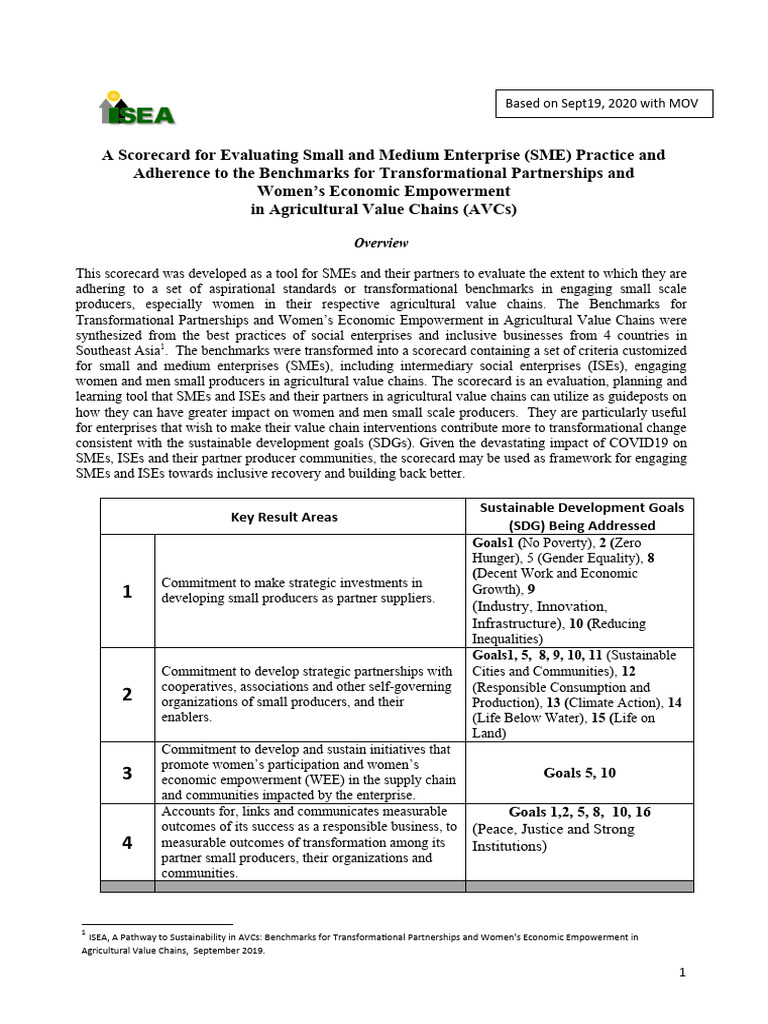 SME Scorecard - Scoring Guidelines - 19 July 2021 - For Content and ...
