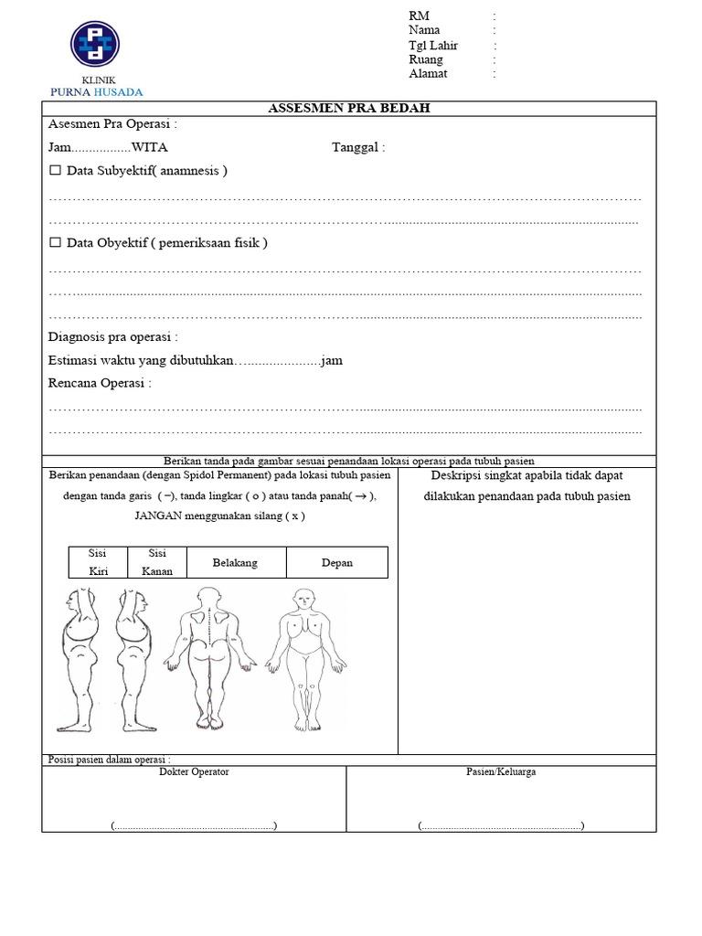 Assesment Pra Bedah Form | PDF