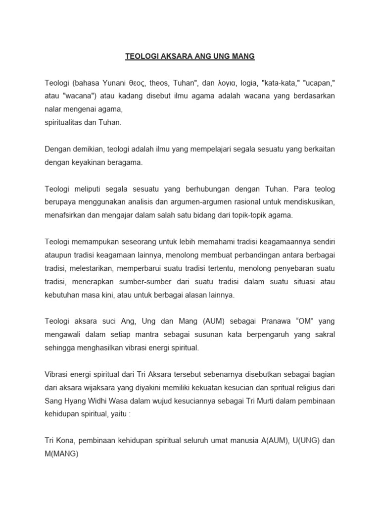 Teologi Aksara Ang Ung Mang | PDF
