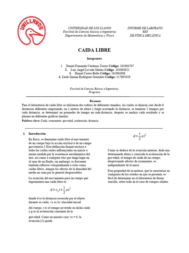 Caida Libre | PDF | Mecánica
