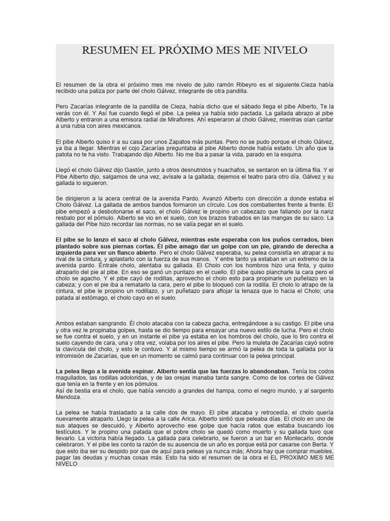Resumen El Próximo Mes Me Nivelo | PDF