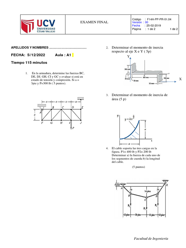 Examen Final 2022 2 Estatica | PDF