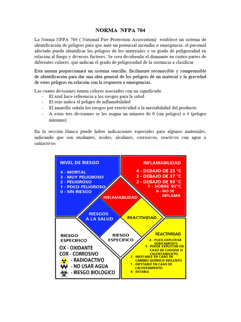 Norma Nfpa 704 | PDF | Combustión | Agua