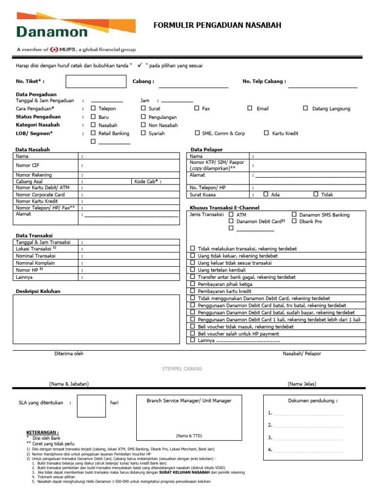 Form Pengaduan Nasabah FPN NOV22 | PDF