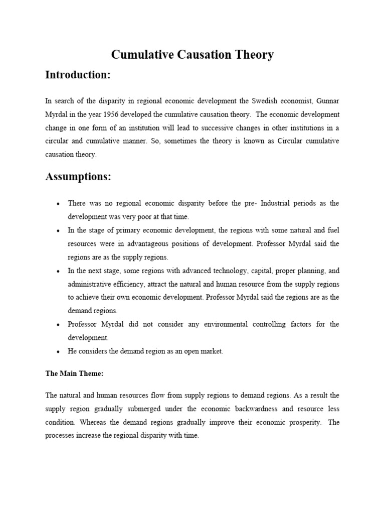 Cumulative Causation Theory - 2 | Download Free PDF | Economic Growth ...