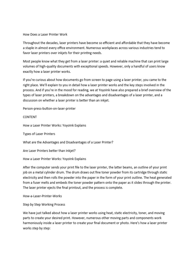 How Laser Printer Works | PDF | Printer (Computing) | Printing