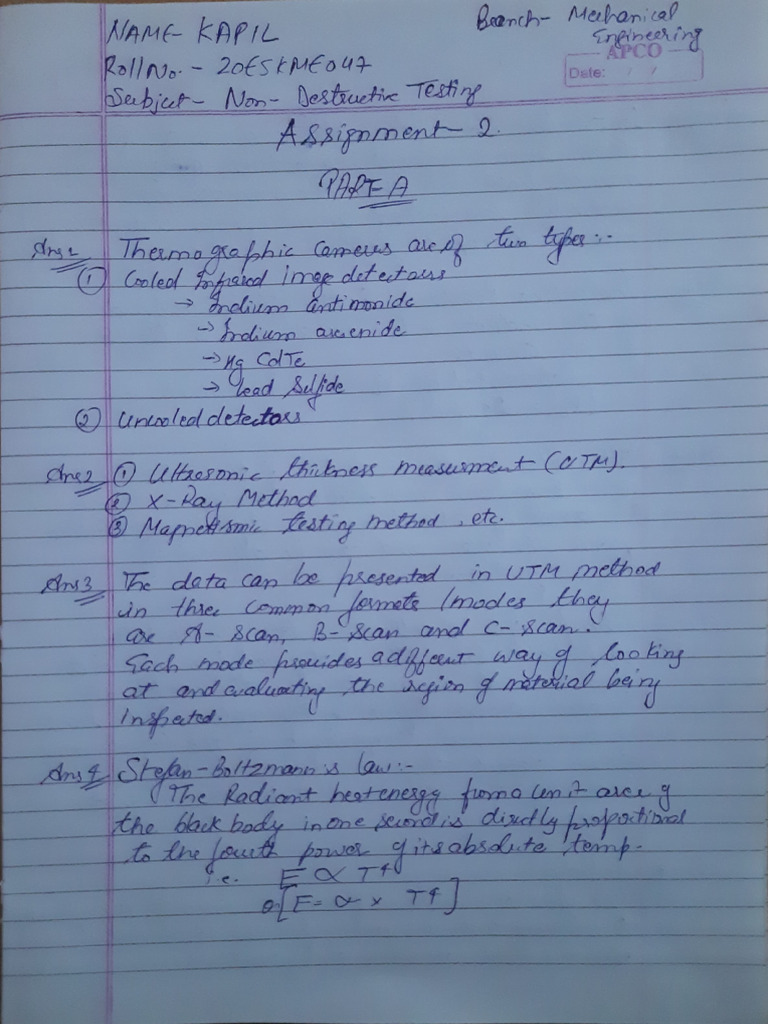 KAPIL NDTassignment2 | PDF | Science & Mathematics