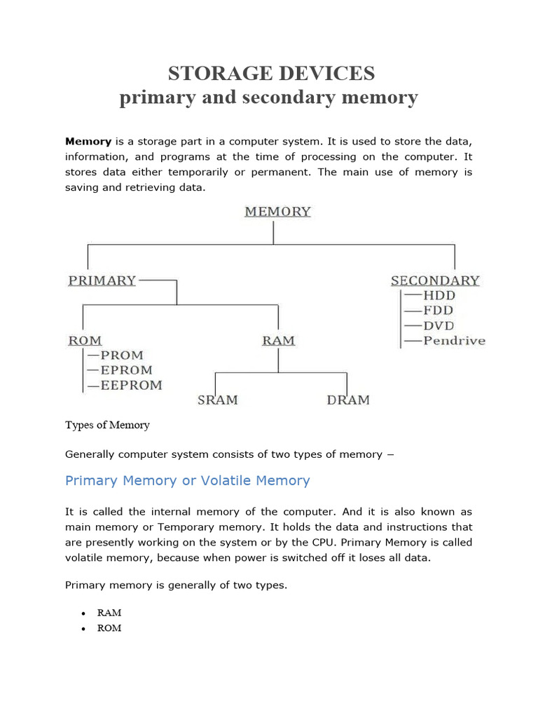Storage Devices | PDF | Computer Data Storage | Random Access Memory