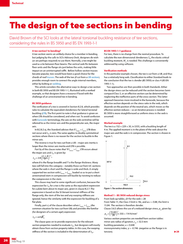 NSC - Design of Structural Tee in Bending - July2019Tech | Download ...