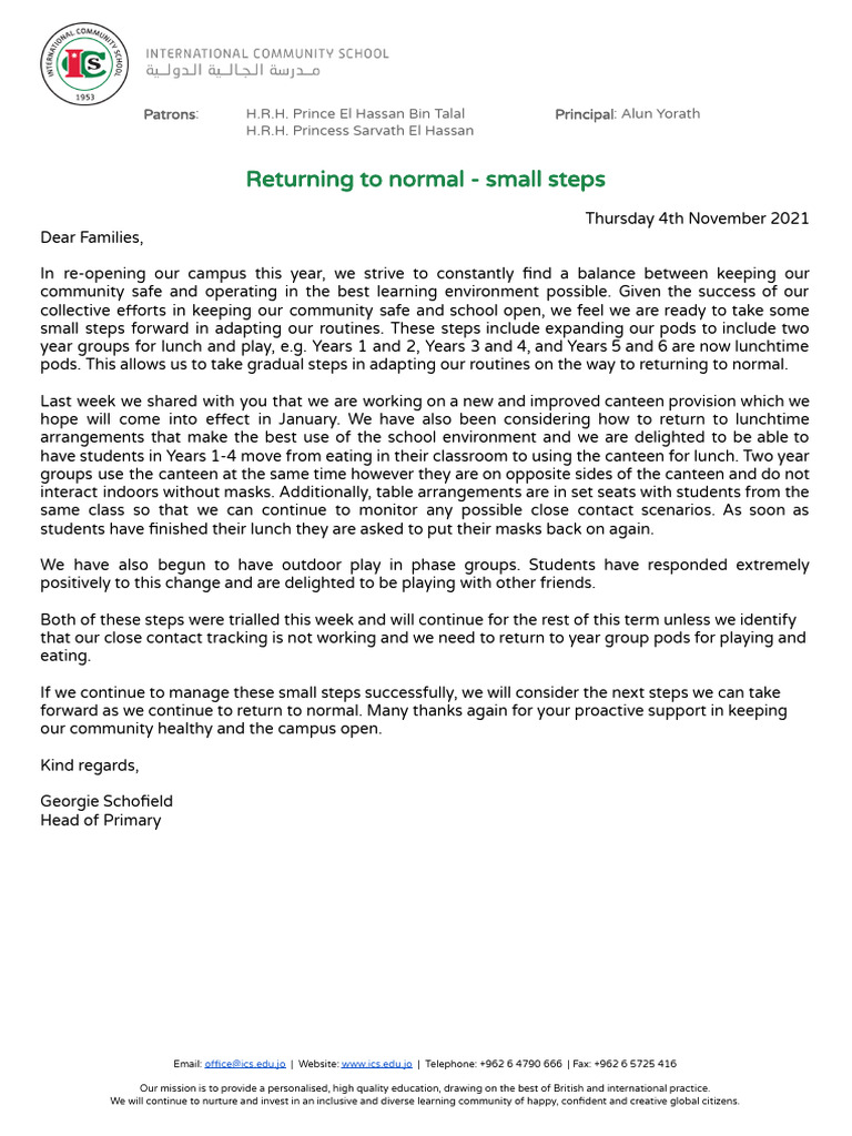 Returning+to+Normal+ +Small+Steps | PDF | Human Communication | Learning