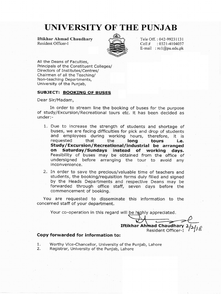 Notice Booking of Buses | PDF