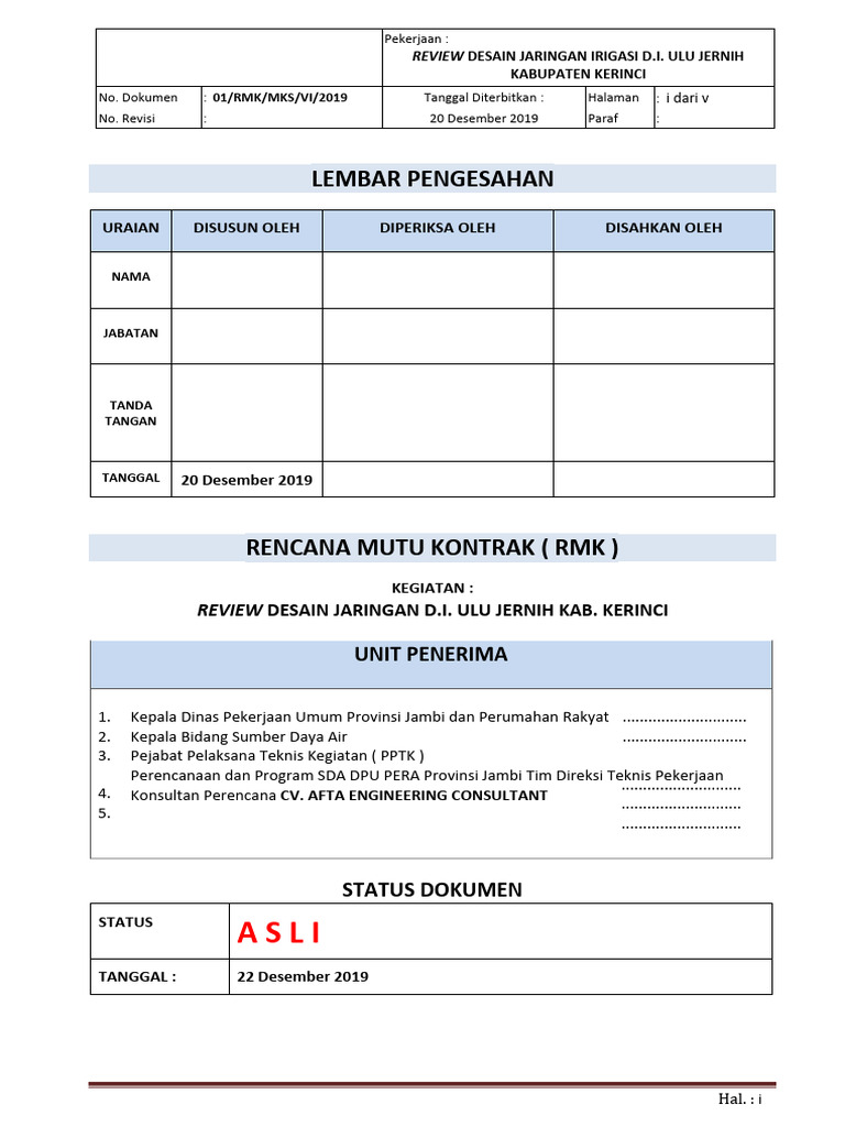 RMK Rencana Mutu Kontrak | PDF