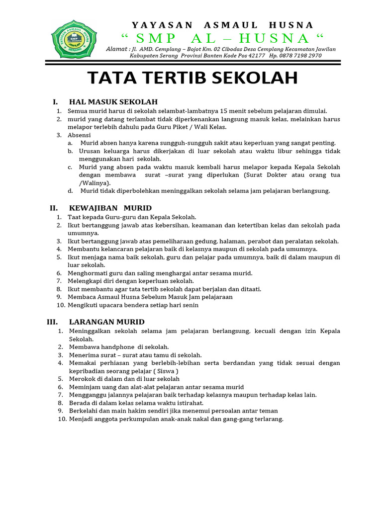 Tata Tertib SMP | PDF