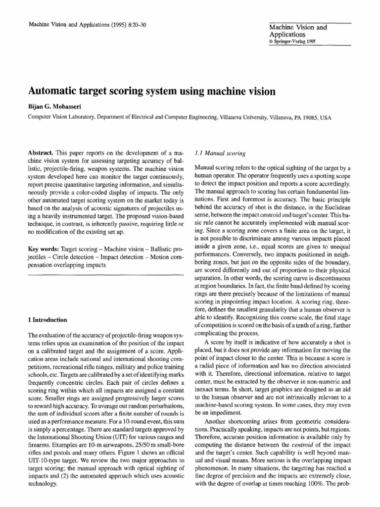 Automatic Target Scoring System Using Machine Vision | PDF