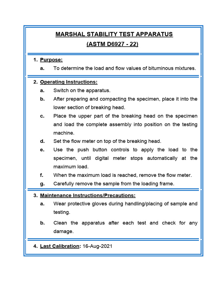 Marshal Stability Test Apparatus | PDF