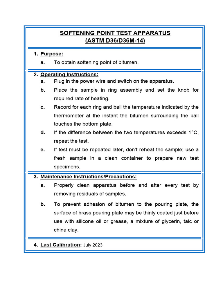 Softening Point Test Apparatus | PDF