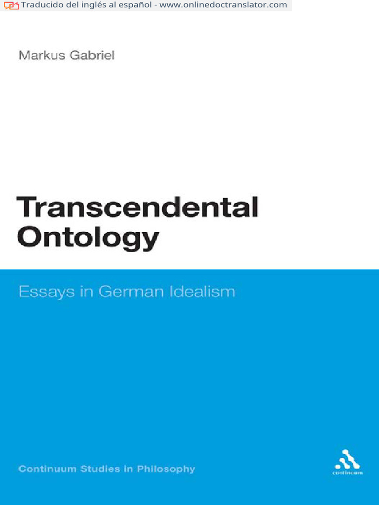 Ontologia Transcendental Markus Gabriel | PDF | Immanuel Kant | Pensamiento