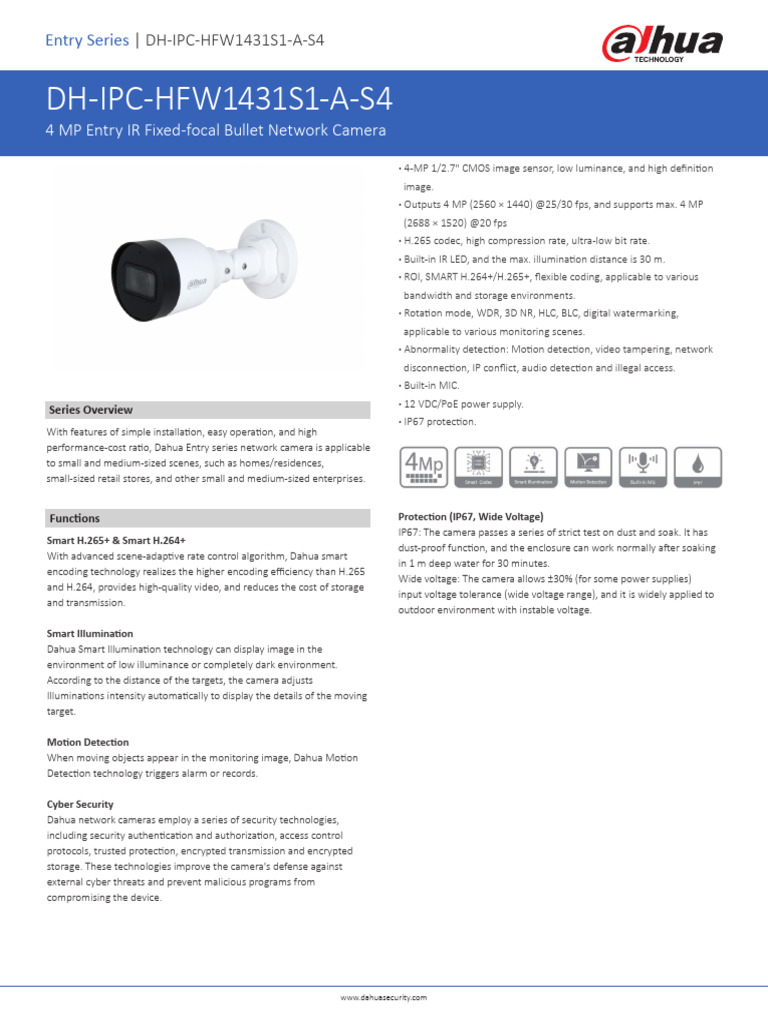 IPC HFW1431S1 A S4 - Datasheet - 20210928 | PDF | Streaming Media ...