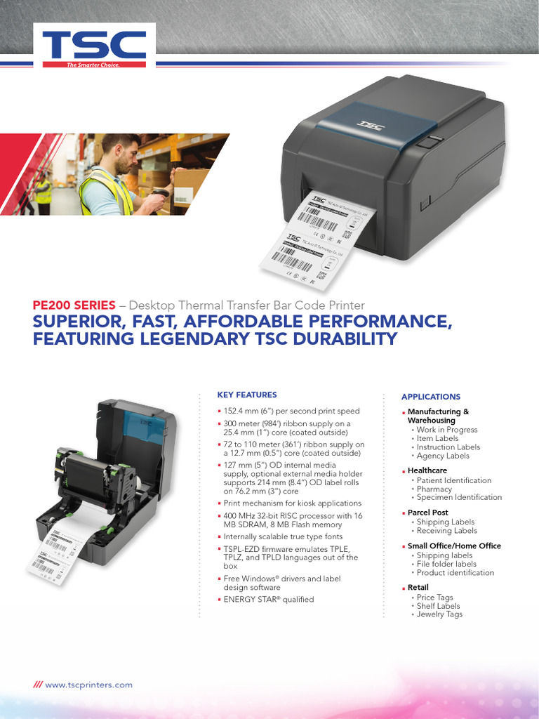PE200 Series Datasheet ENG A4 | PDF | Universal Product Code | Printer ...