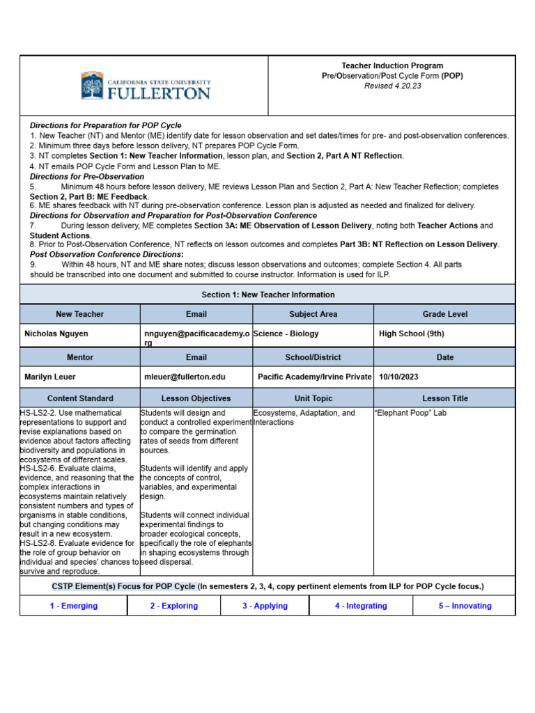 Teacher Induction Program Observation Guide | PDF | Learning | Teachers