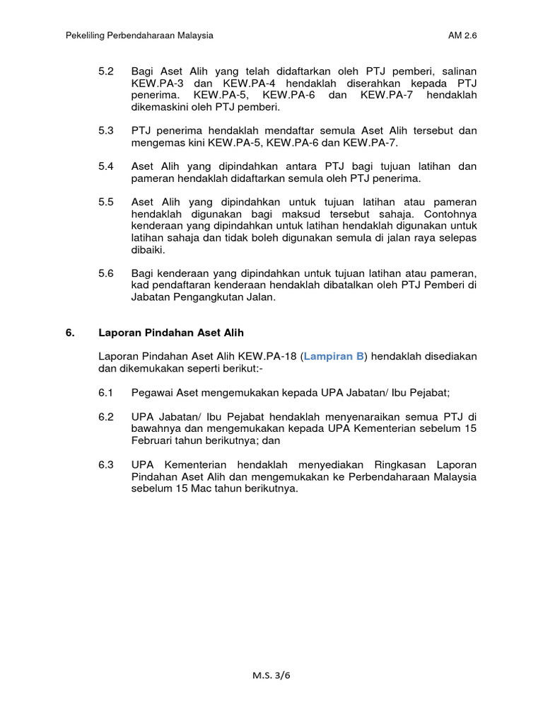 Panduan Pindahan Aset Alih PTJ | PDF