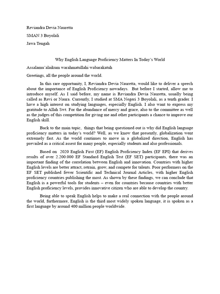 English Speech | PDF