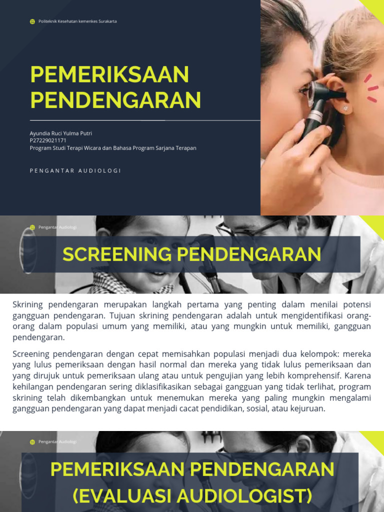 Skrining dan Tes Pendengaran Anak | PDF | Kesehatan Holistik