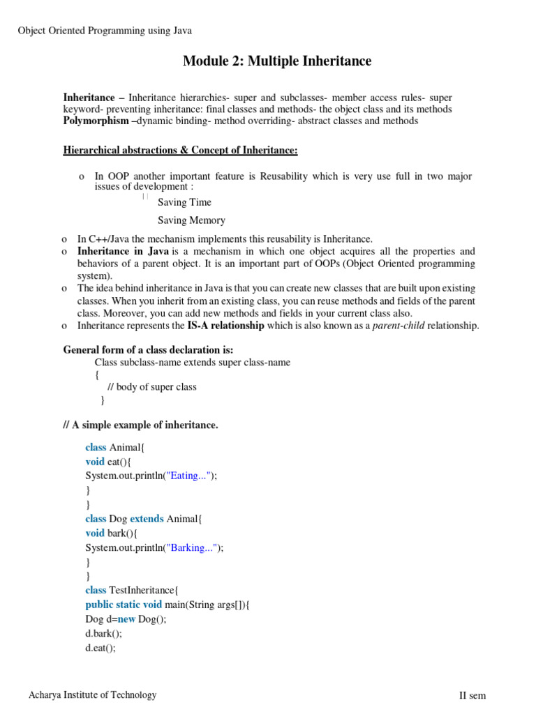 Module 2 Multiple Inheritance Lecturenotes Pdf Inheritance Object Oriented Programming 9385