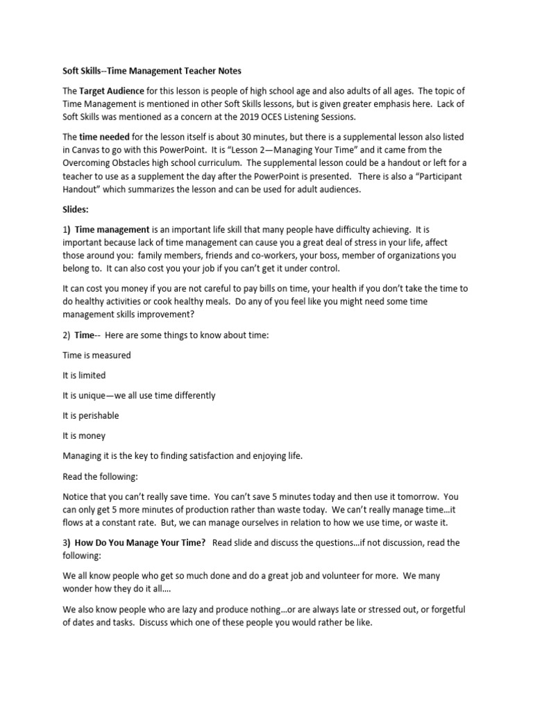 Time Management Skills for Success | PDF