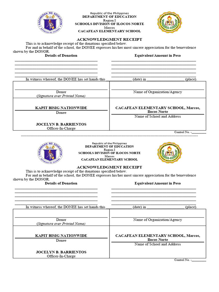 Acknowledgement-Receipt - Cacafean Es | PDF | Philippines