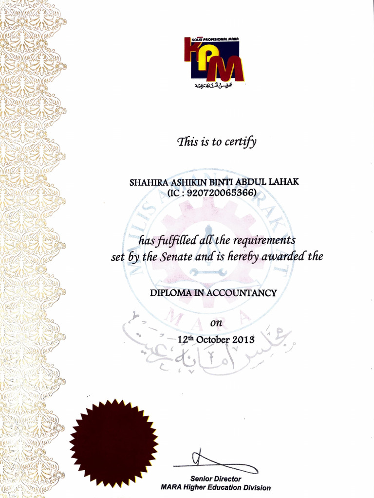 Diploma Transcript & SPM Certificate | PDF