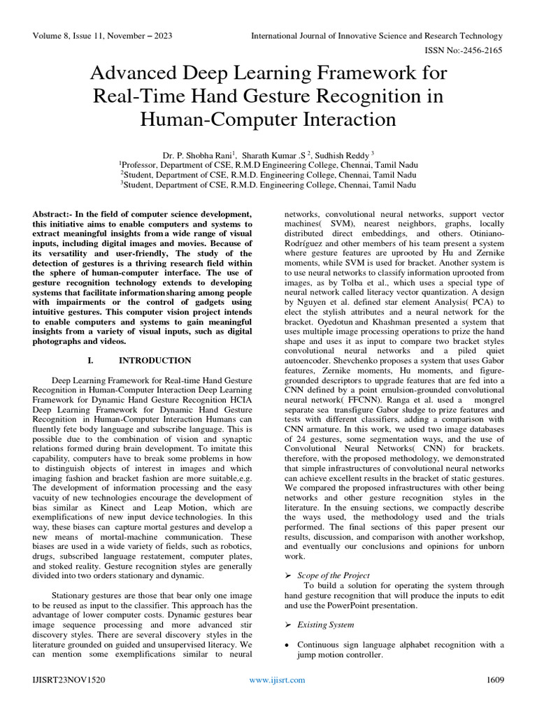 Advanced Deep Learning Framework For Real Time Hand Gesture Recognition