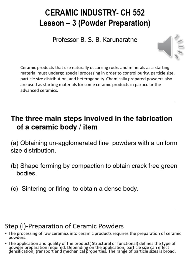Audio CH 552 Lesson 3 Powder Prep 2021 | PDF | Mill (Grinding) | Ceramics