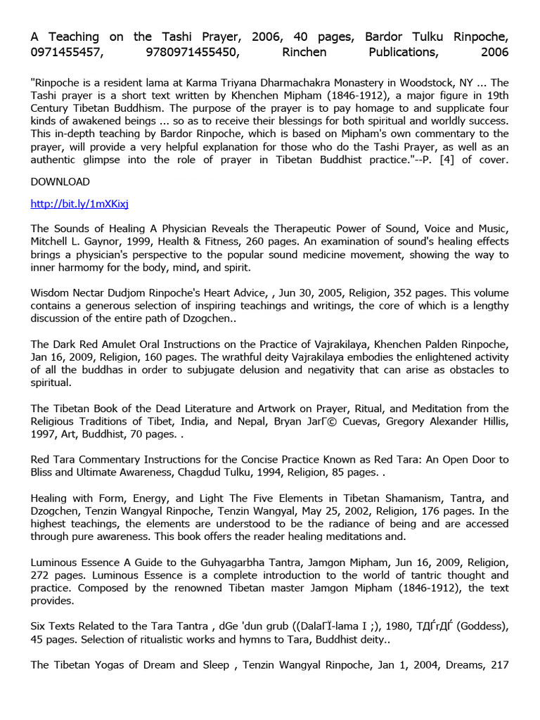 A Teaching On The Tashi Prayer | PDF | Tibetan Buddhism | Tantra