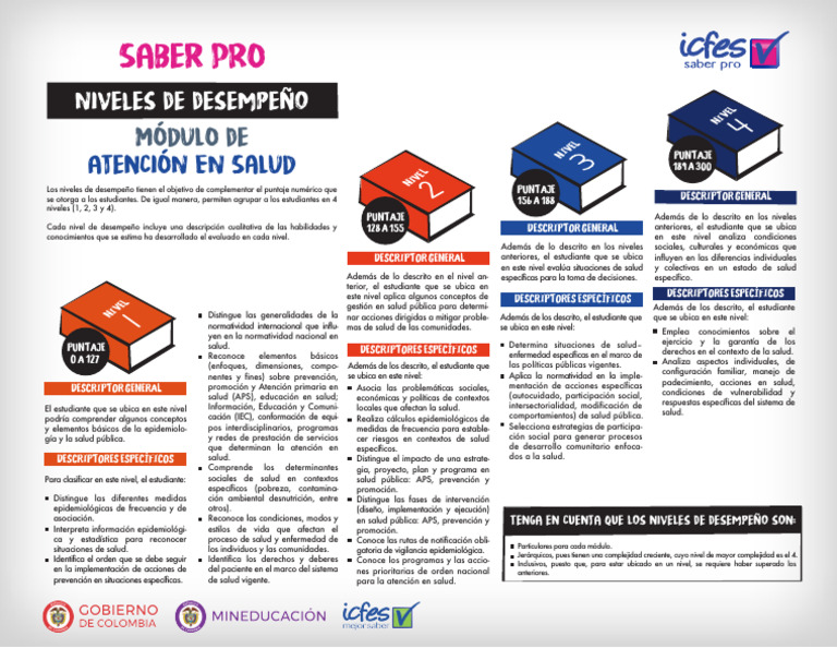 Niveles de Desempeno Atencion en Salud Saber Pro - 2018 | PDF | Salud ...