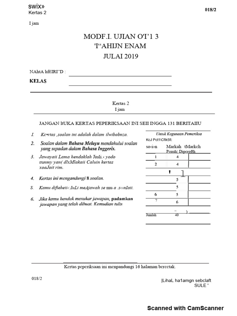 Percubaan Upsr Sains Selangor 2019 k2 | PDF