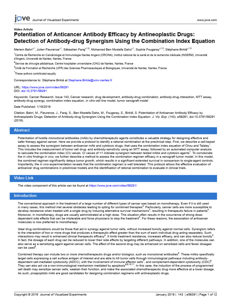 Jove Protocol 58291 Potentiation Antineoplastic | PDF | Monoclonal ...