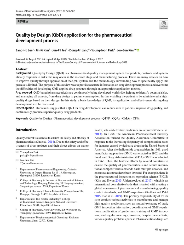QBD Application For The Pharmaceutical Development Process | PDF ...