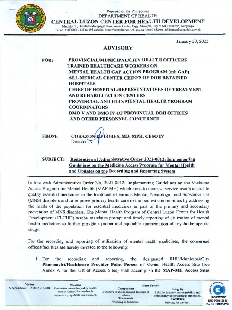 Advisory On Reiteration of Ao 2021 0012 Implementing Guidelines On The ...
