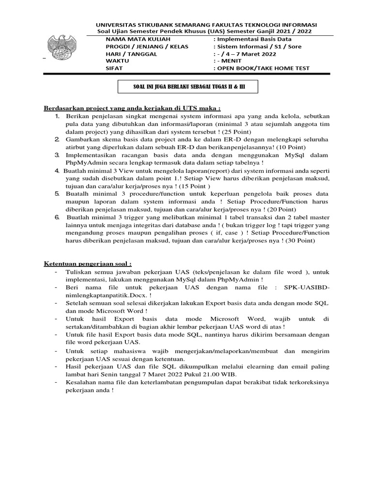 SPK UAS IBD Ganjil 2021 2022 | PDF