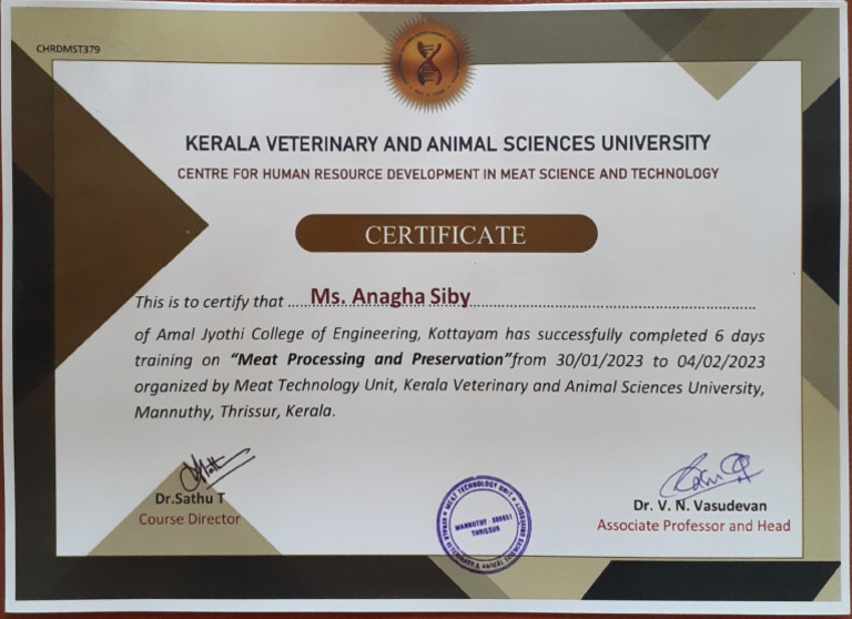 Certificate in Meat Processing | PDF