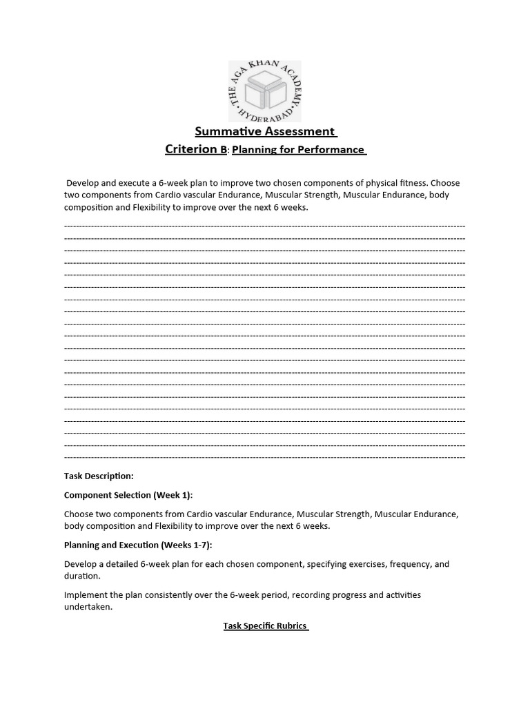 Summative Assessment Criterion B | PDF | Aerobic Exercise | Physical ...