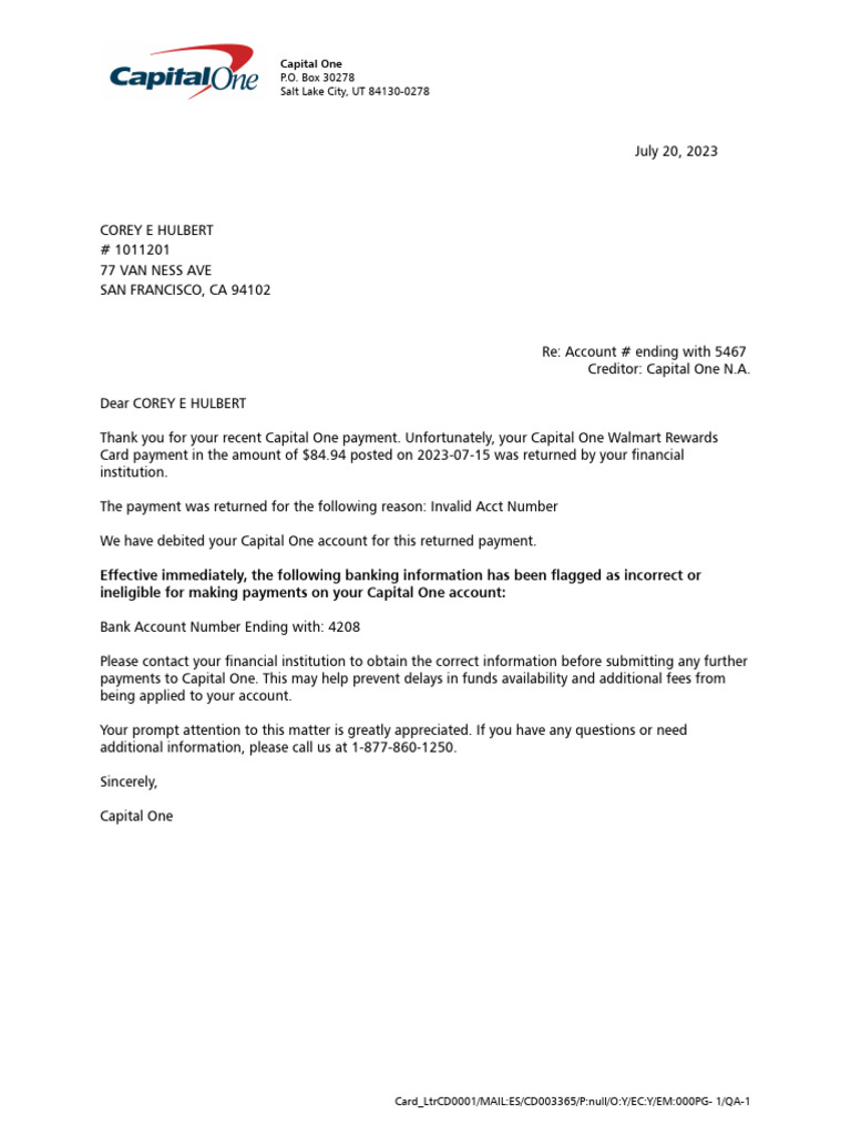 Invalid Bank Account For Payments | PDF | Law